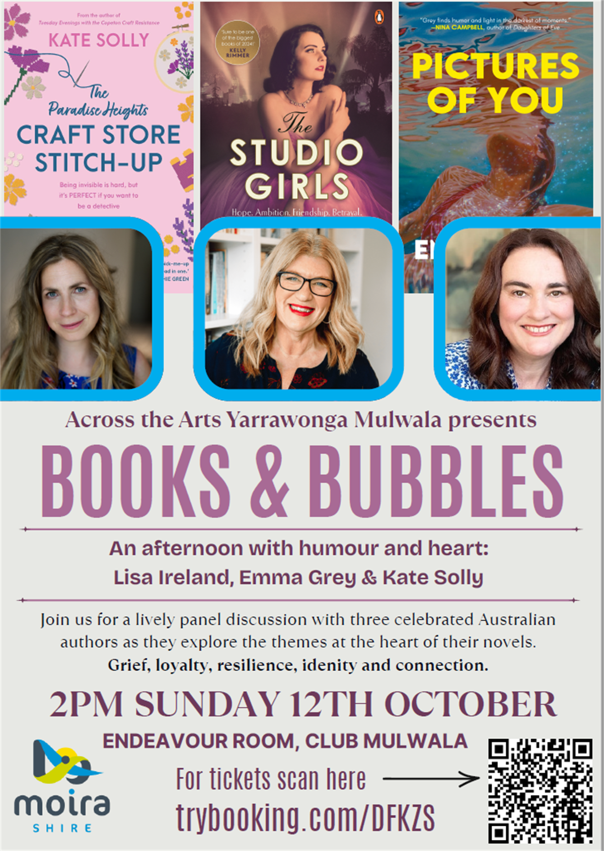 Books & Bubbles with Lisa Ireland, Emma Grey & Kate Solly Moira Shire